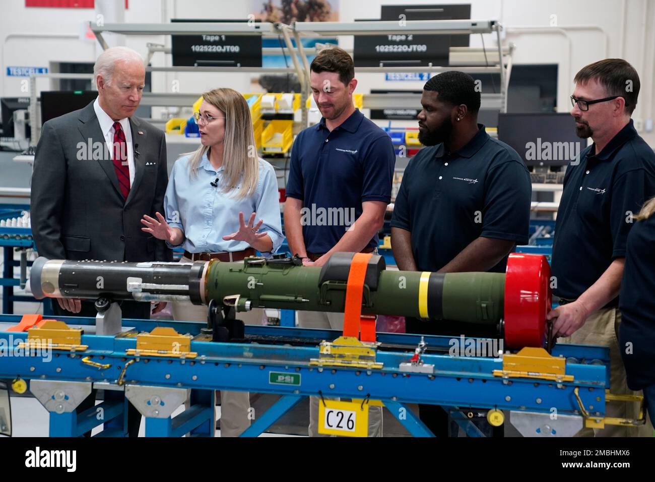 President Joe Biden listens during tour of the Lockheed Martin Pike ...