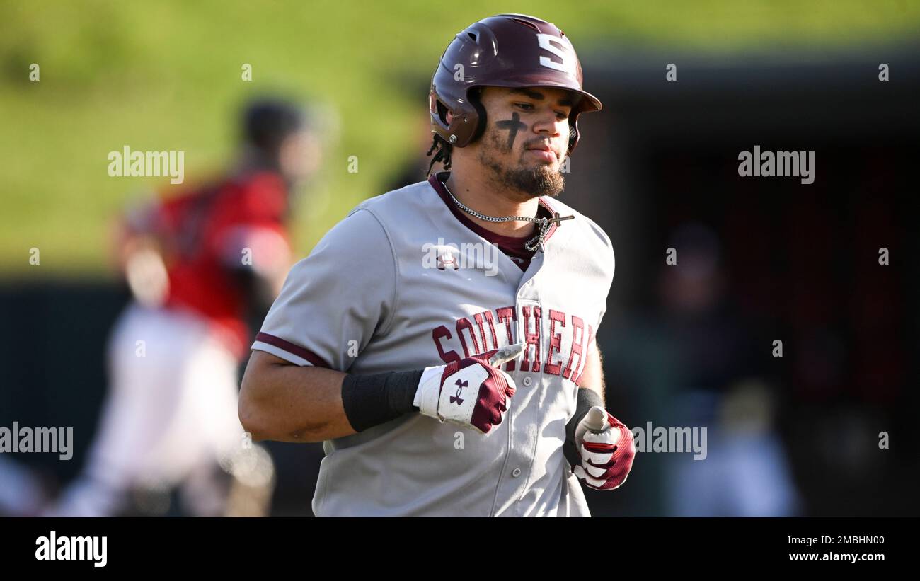 Southern Illinois player Kaeber Rog competes during an NCAA baseball ...