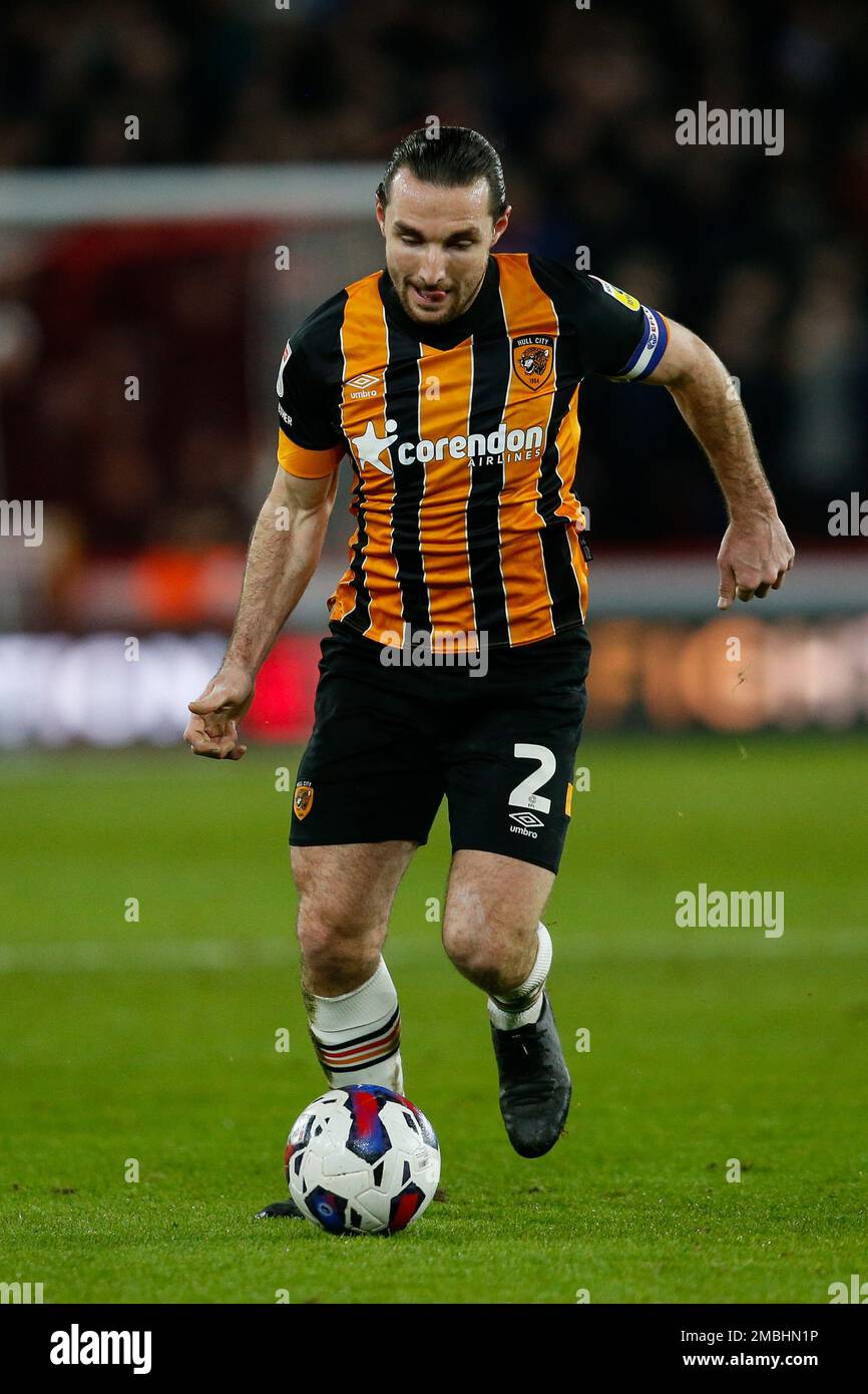 Sheffield, UK. 20th Jan, 2023. Lewie Coyle #2 of Hull City during the ...