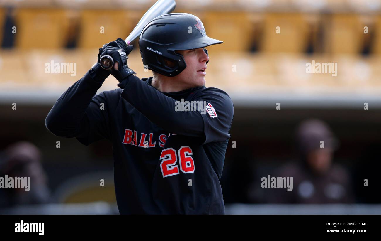 Ball State's Zach Lane bats during an NCAA baseball game on Tuesday ...