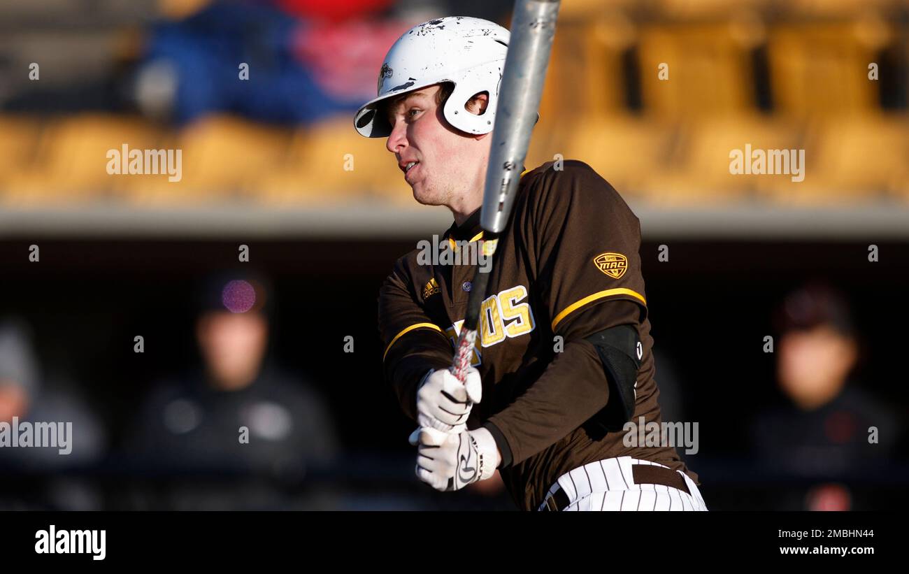Western Michigan's Cade Sullivan bats during an NCAA baseball game on ...