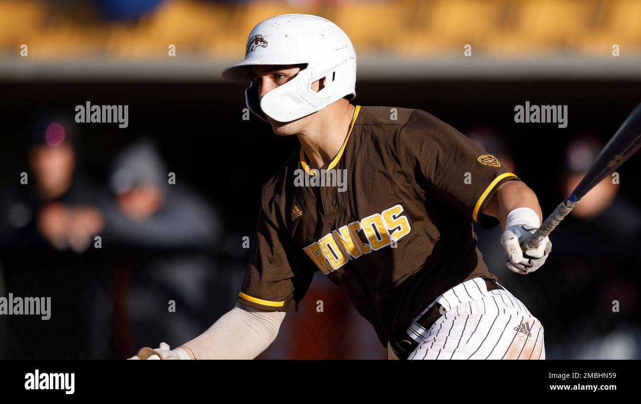 Western Michigan's Connor Charping bats during an NCAA baseball game on ...
