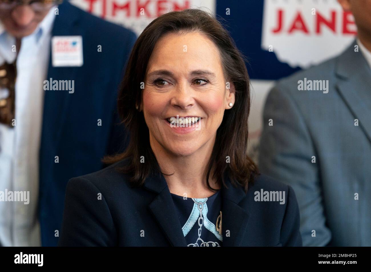 FILE — Ohio republican senatorial candidate Jane Timken listens at a ...