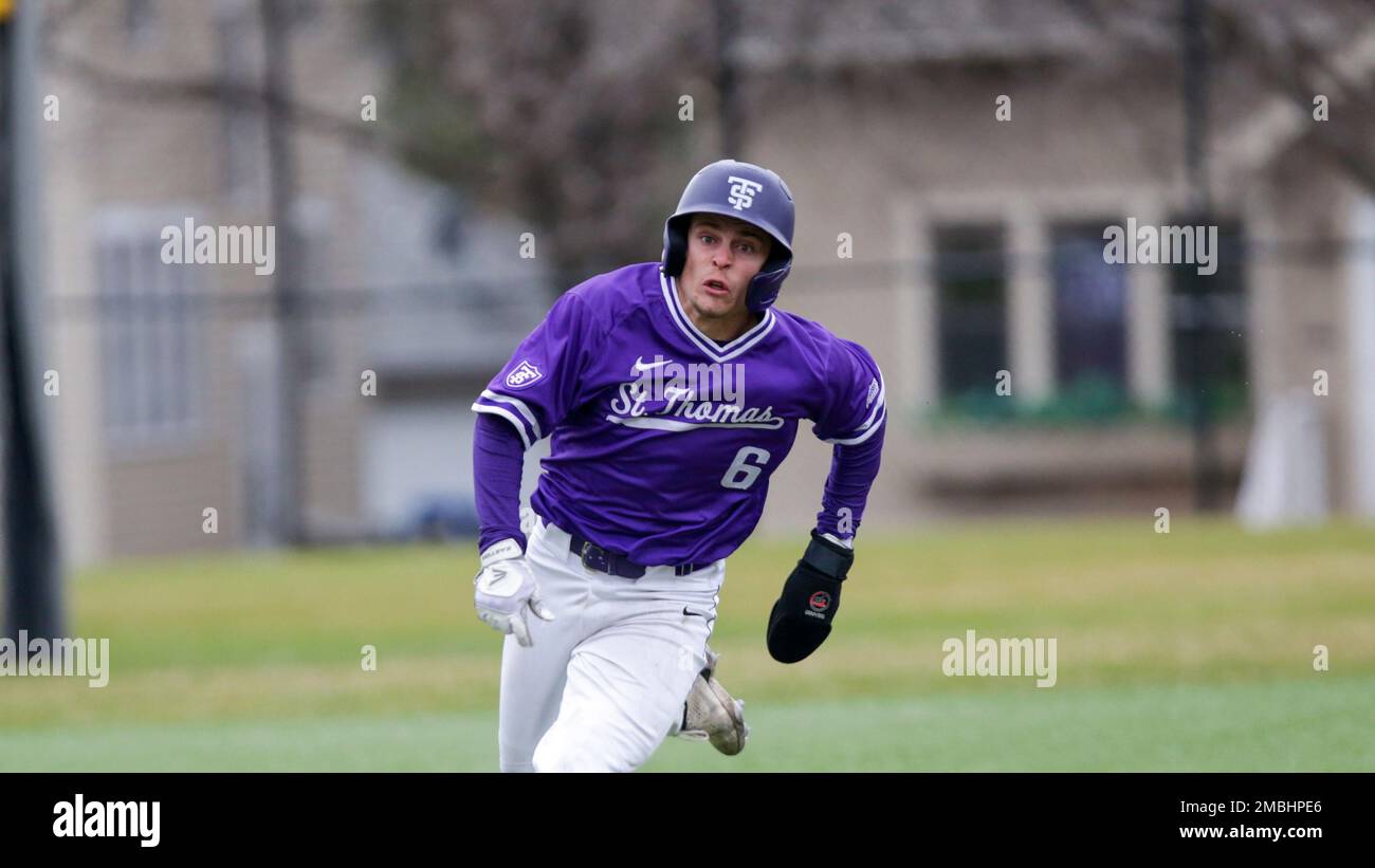 Saint Thomas' Sam Kulesa runs during an NCAA baseball game against ...