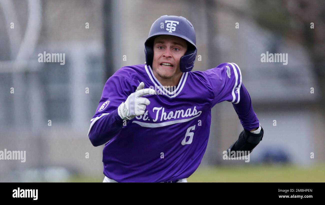 Saint Thomas' Sam Kulesa runs during an NCAA baseball game against ...