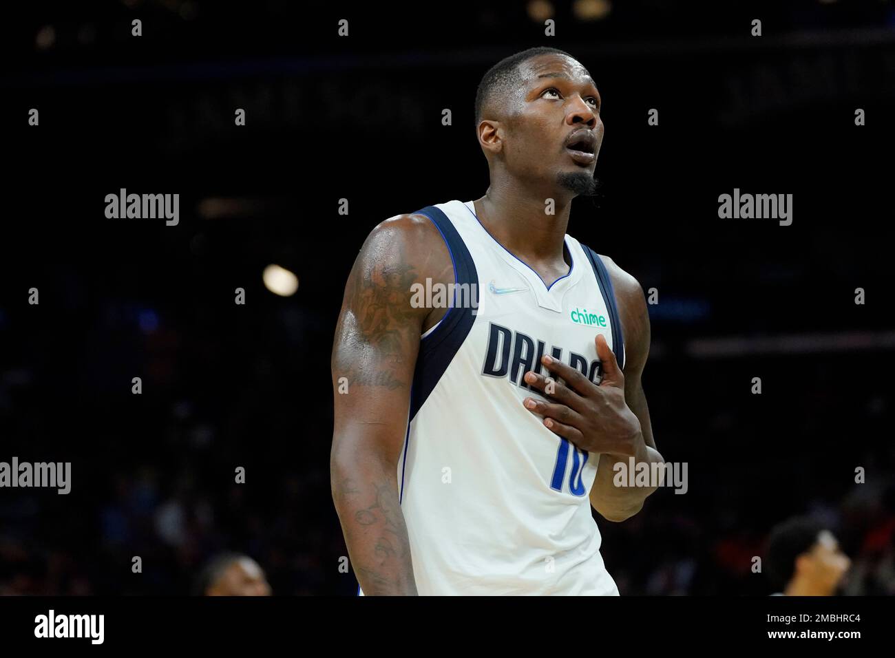 Dallas Mavericks forward Dorian Finney-Smith (10) walks off the court ...