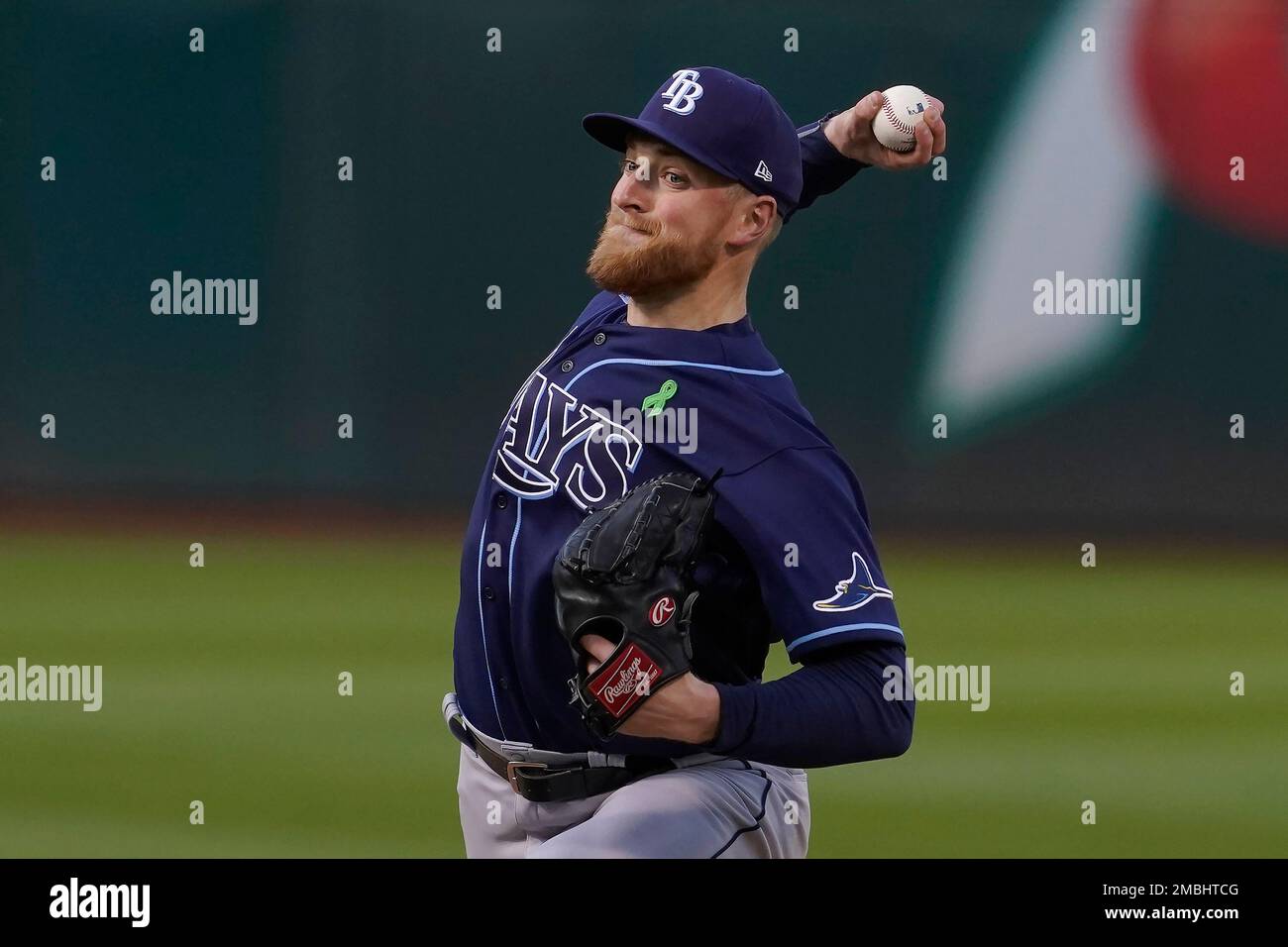 Tampa Bay Rays' Drew Rasmussen pitches against the Oakland Athletics ...