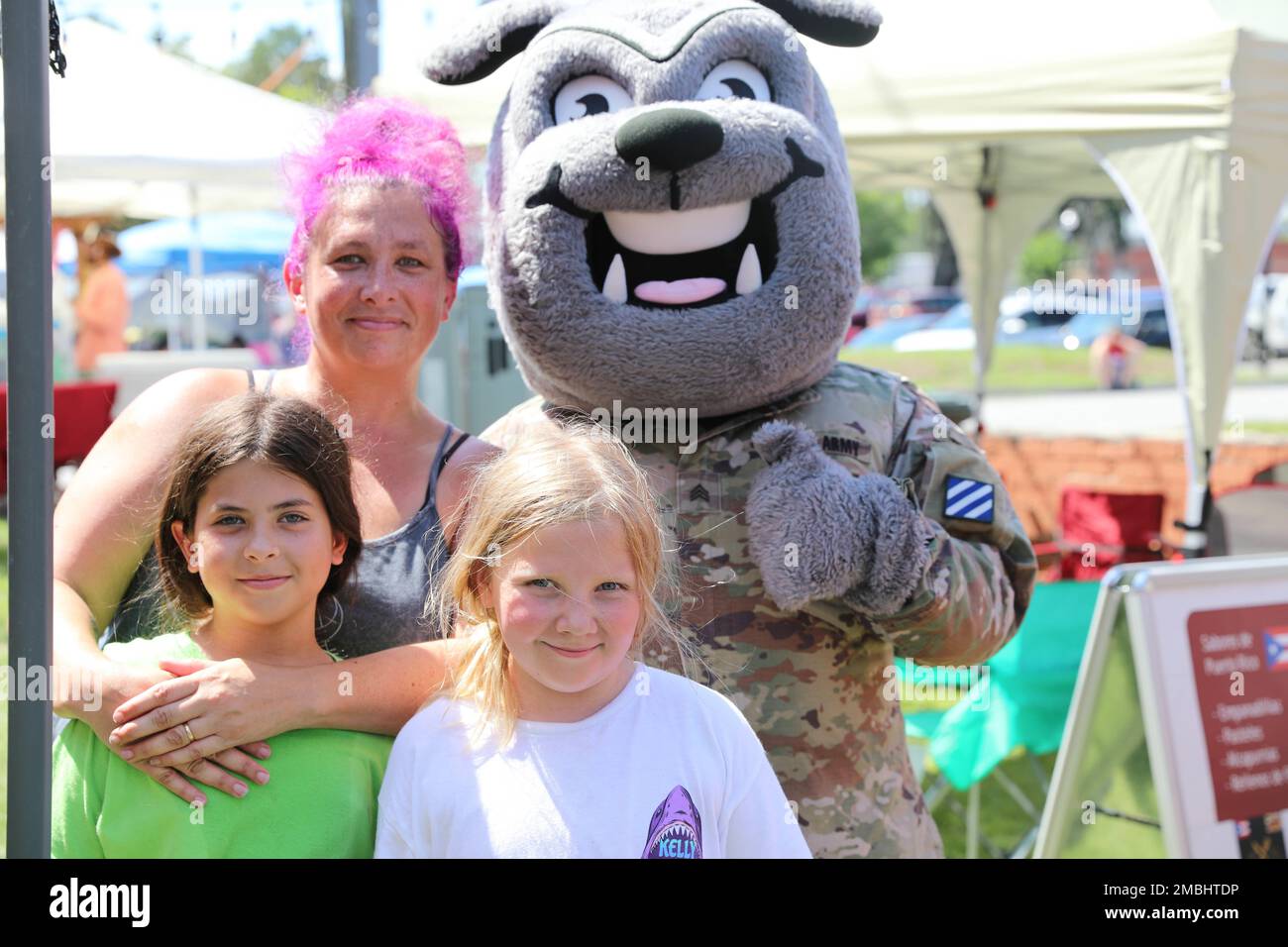 Rocky the Bulldog, the mascot for the 3rd Infantry Division, poses with ...