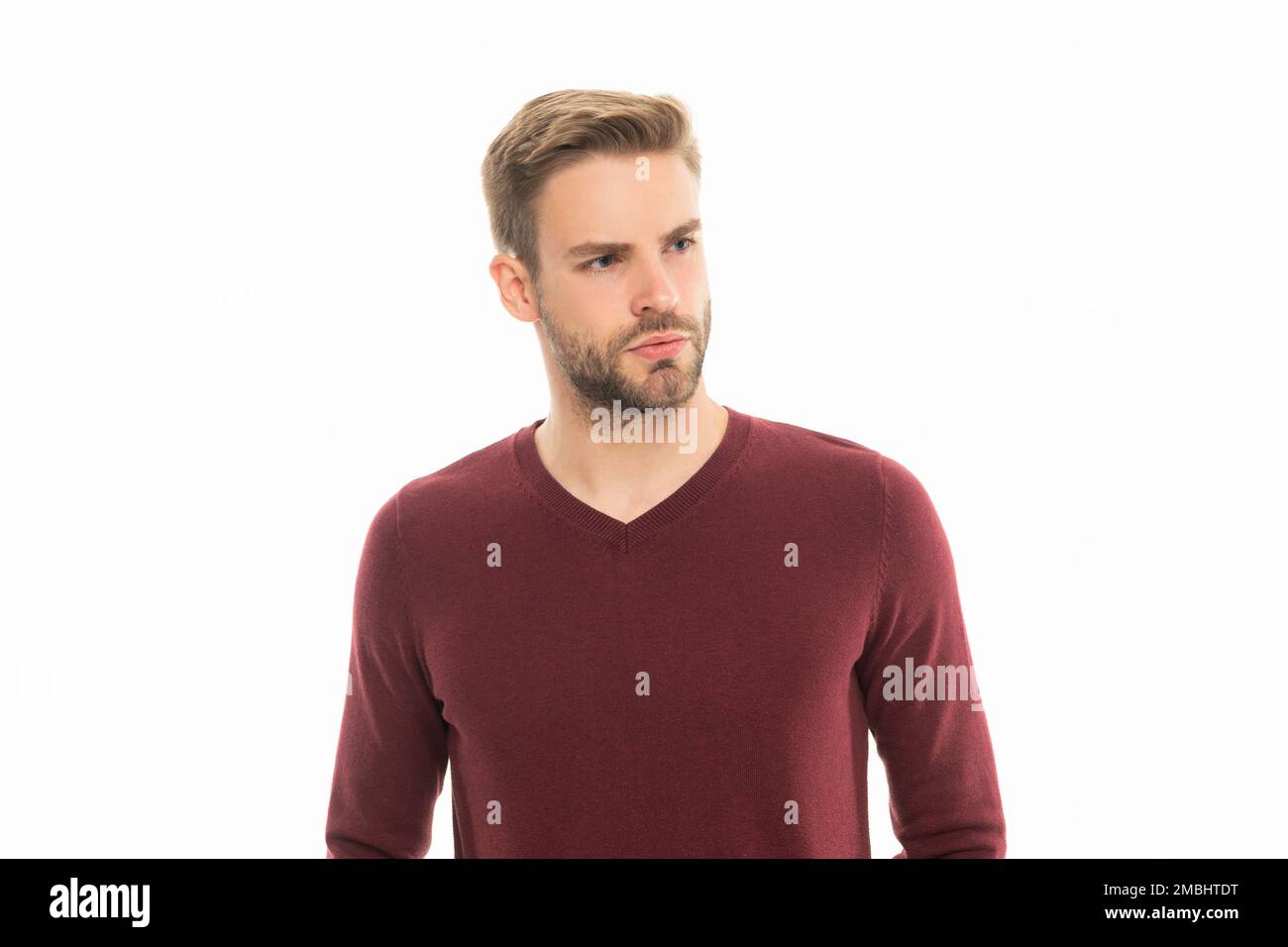 portrait of man with stubble in studio. man with stubble on background ...