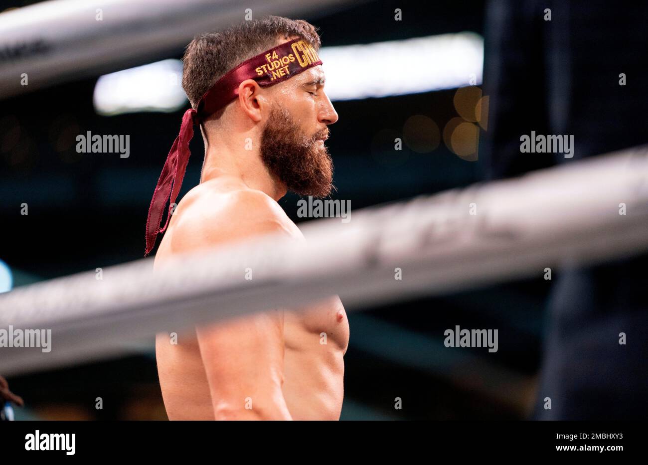 Cody Crowley, from Canada, stands in the ring before a welterweight ...