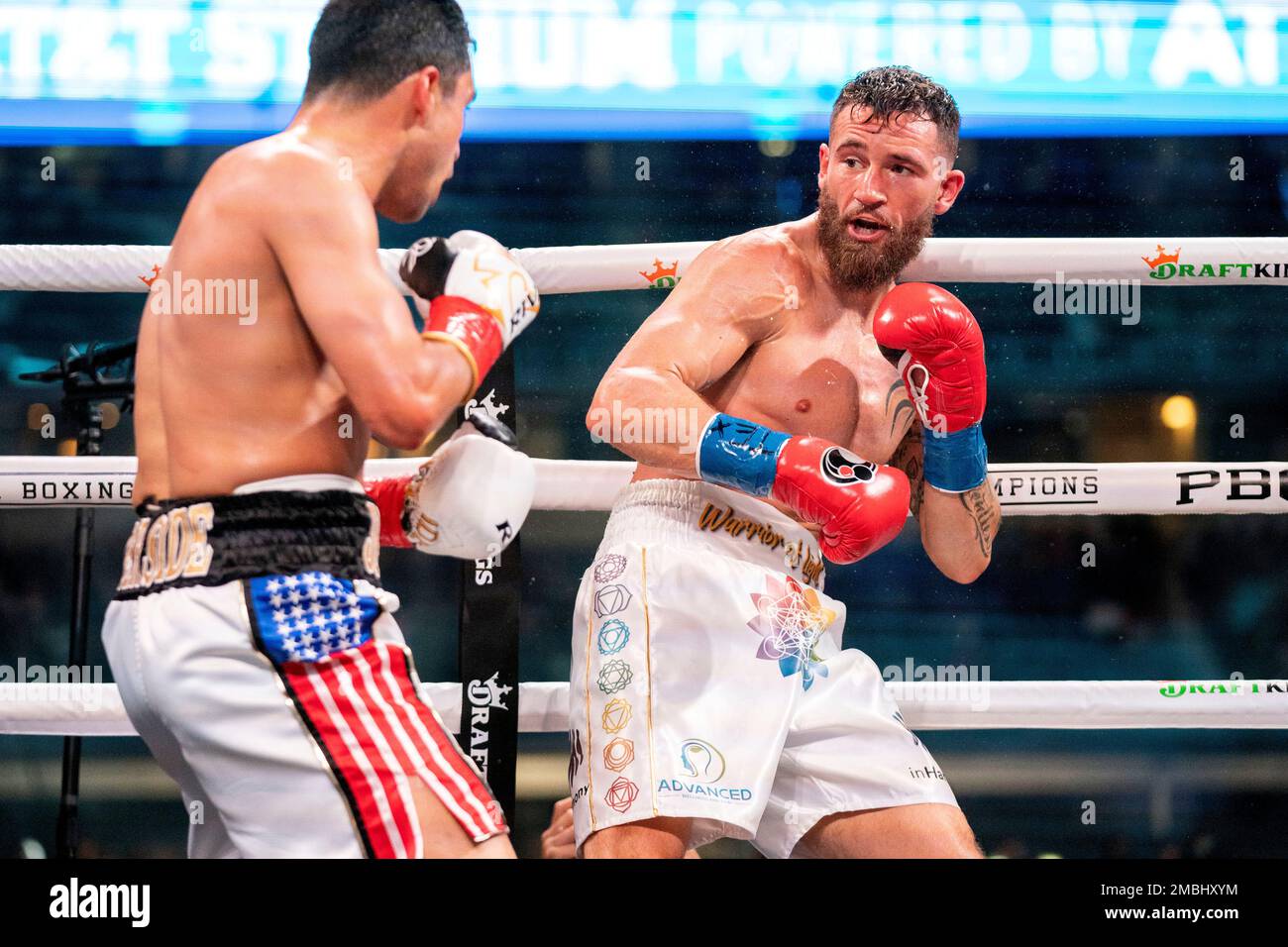 Cody Crowley, right, from Canada, trades punches with Josetito Lopez ...