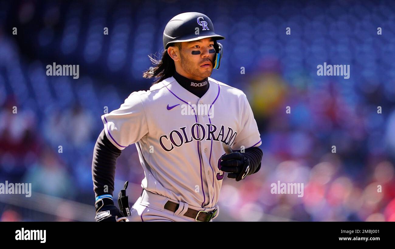 Colorado Rockies' Connor Joe plays during a baseball game, Thursday ...