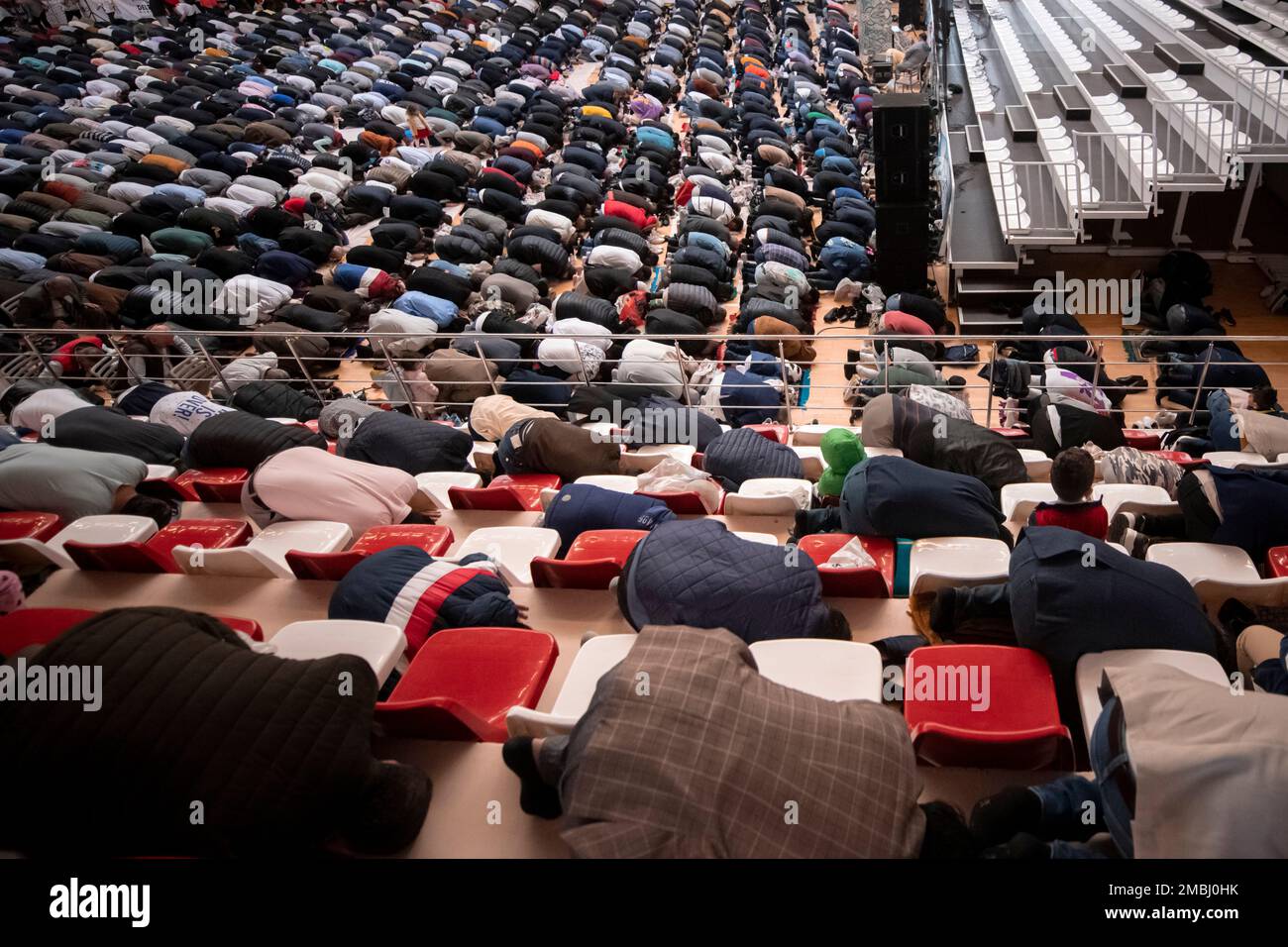 Muslims attend Eid al-Fitr prayers in Bucharest, Romania, Monday, May 2 ...