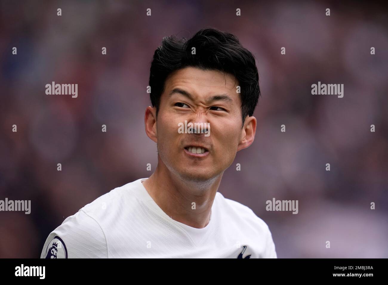 Tottenham's Son Heung-min gestures as he celebrates after scoring his ...