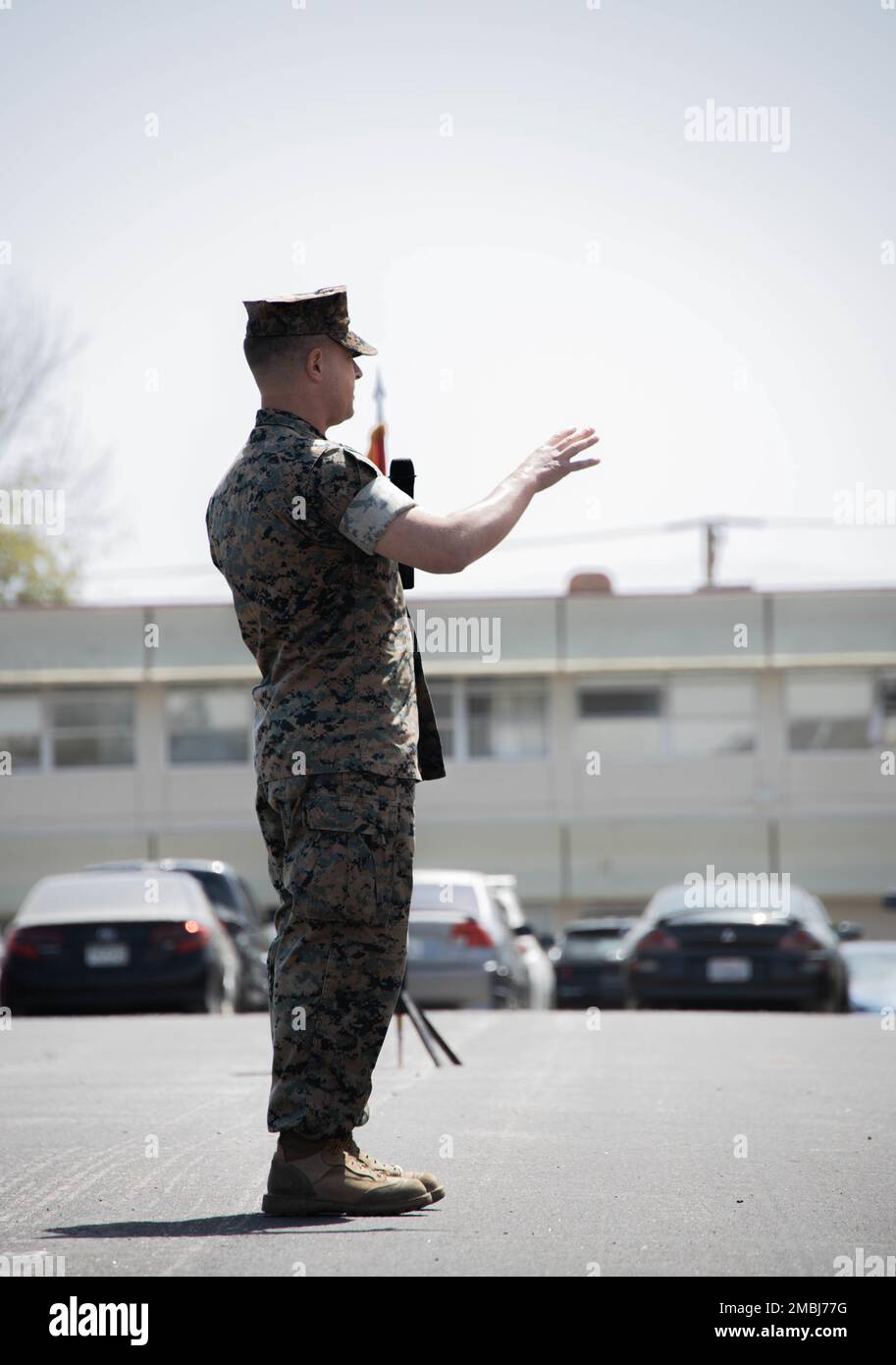 U.S. Marine Corps Lt. Col. Seth Dewey, the outgoing commanding officer ...
