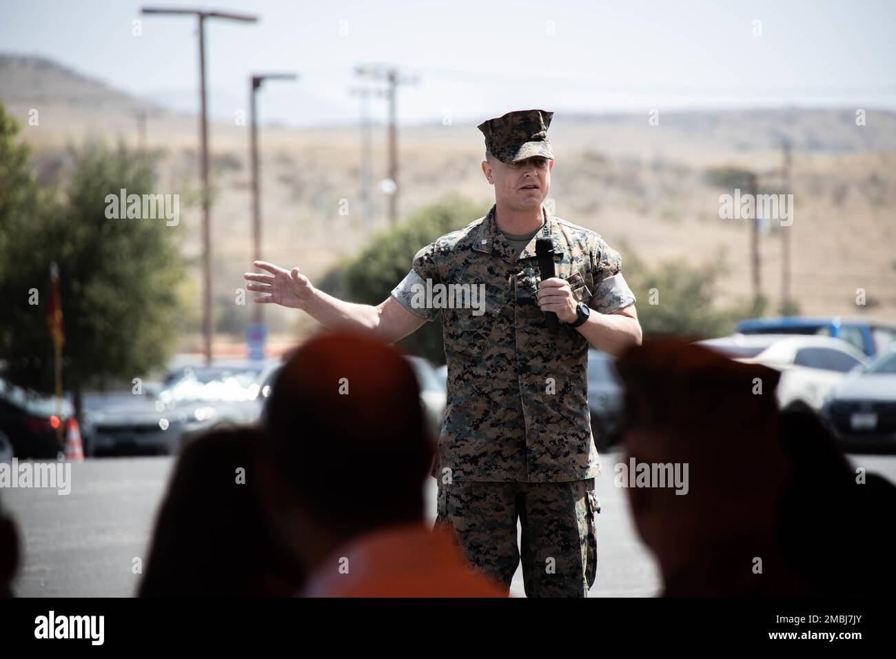 U.S. Marine Corps Lt. Col. Seth Dewey, the outgoing commanding officer ...