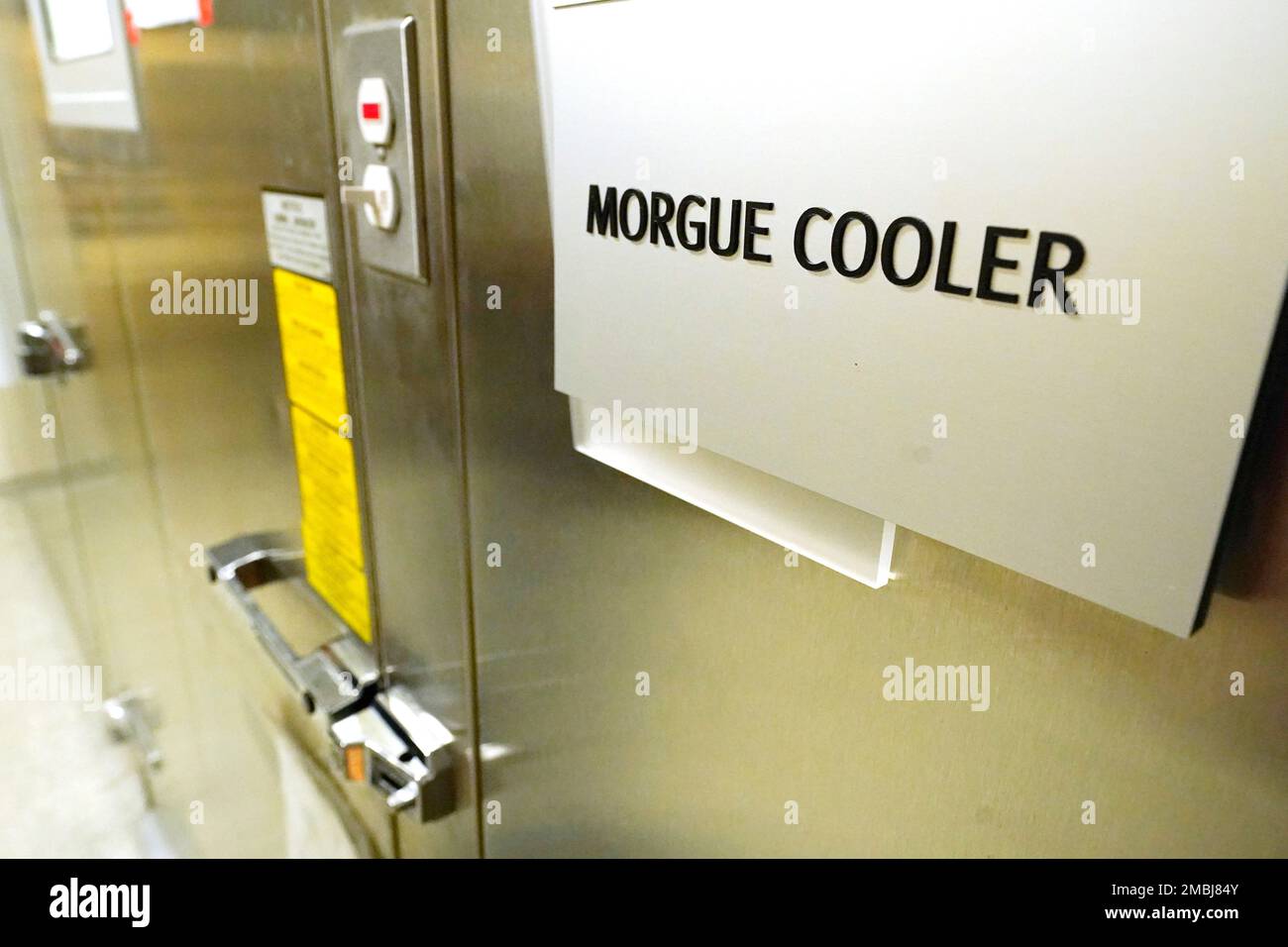 The morgue cooler is pictured across from the autopsy room at the ...