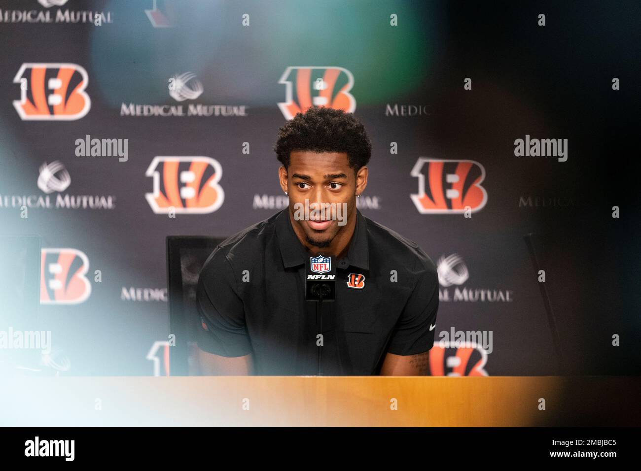 Cincinnati Bengals' Daxton Hill speaks at a news conference introducing ...