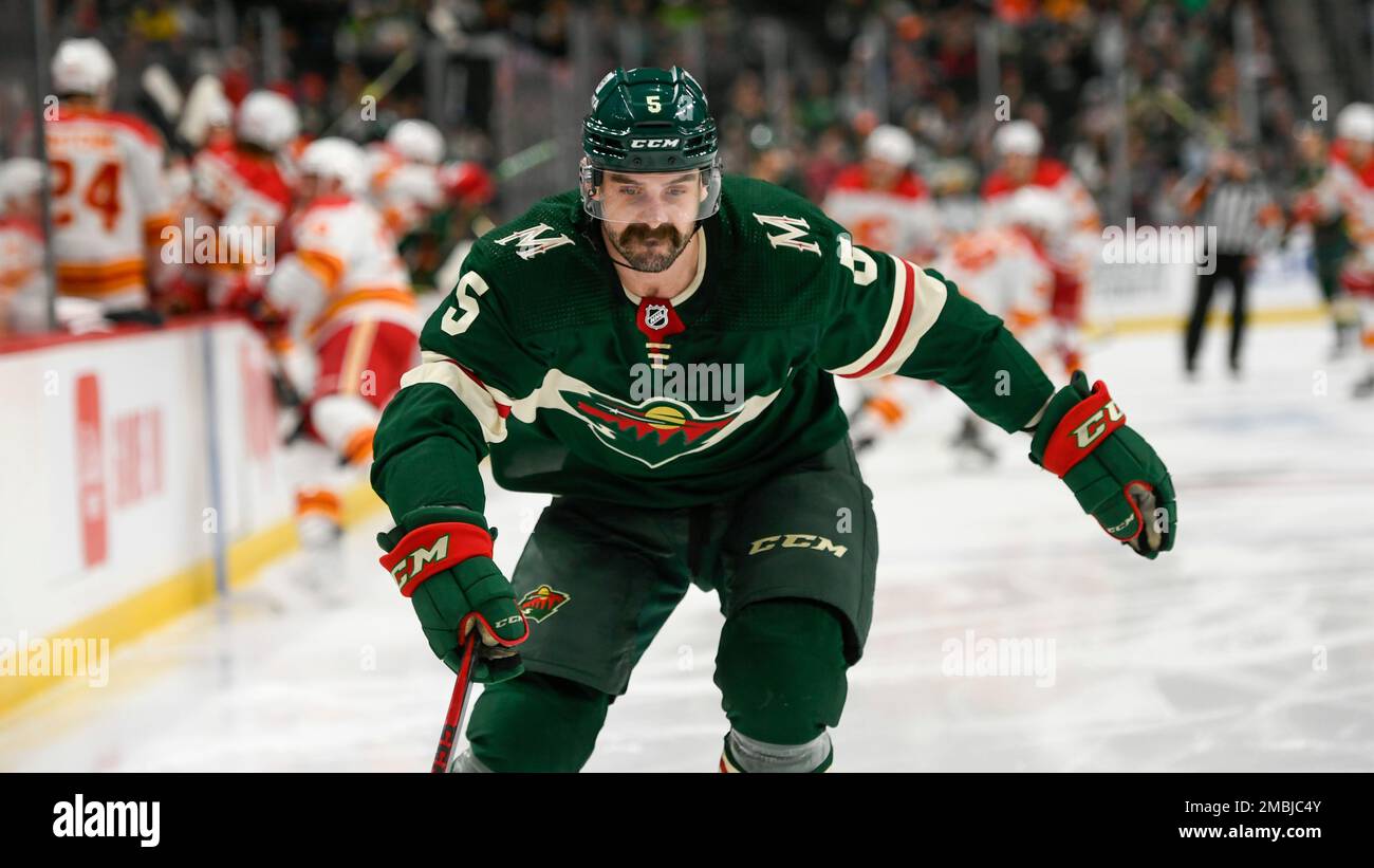 Minnesota Wild defenseman Jacob Middleton in action against the Calgary ...
