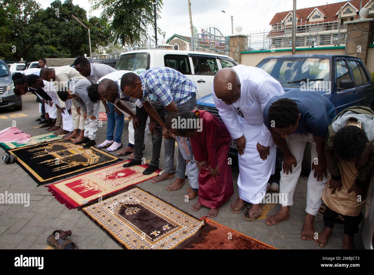 Kenyan Muslims pray for the last Friday in the month of Ramadan at ...
