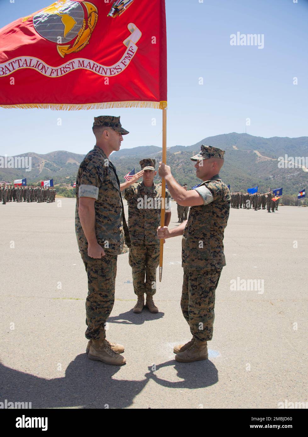 U.S. Marine Corps Lt. Col. Frank P. Mease (right), the outgoing ...