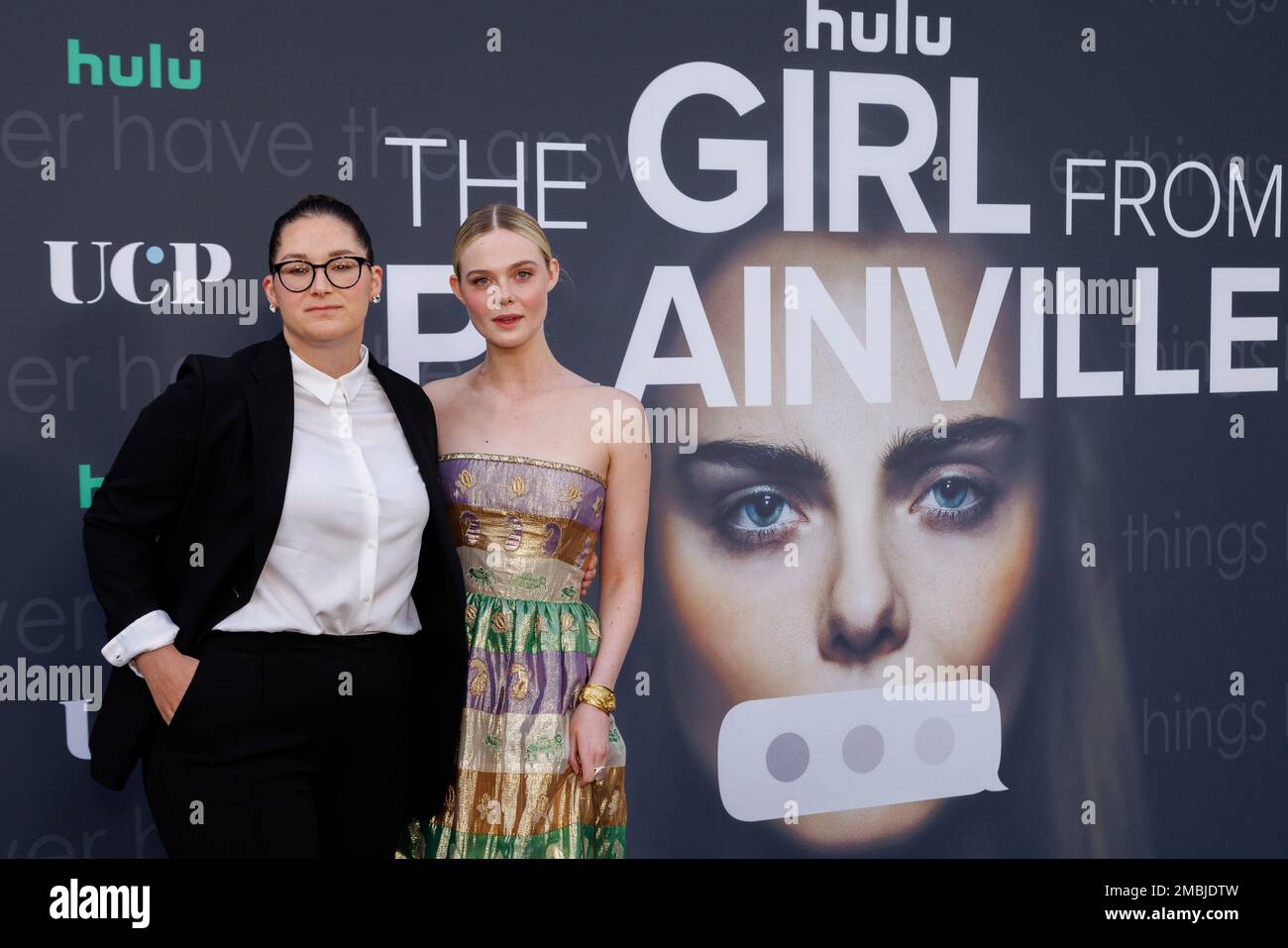 Liz Hannah, left and Elle Fanning arrive at the LA Premiere of "The ...