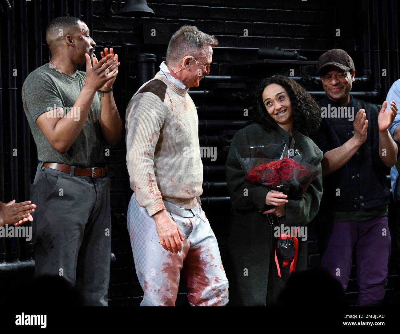 Actors Daniel Craig, left, and Ruth Negga participate in the curtain ...