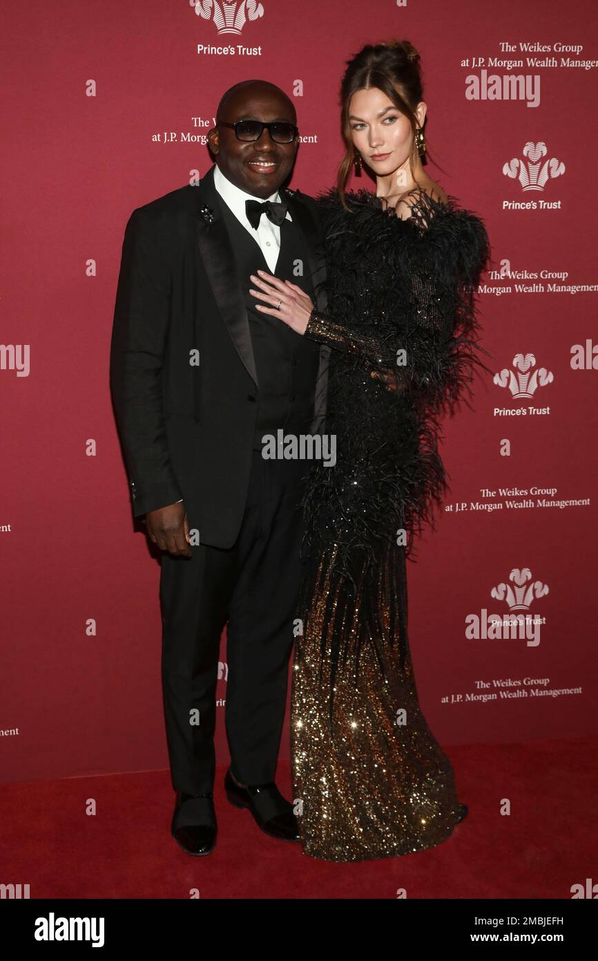 Editor of British Vogue Edward Enninful, left, and fashion model Karlie ...