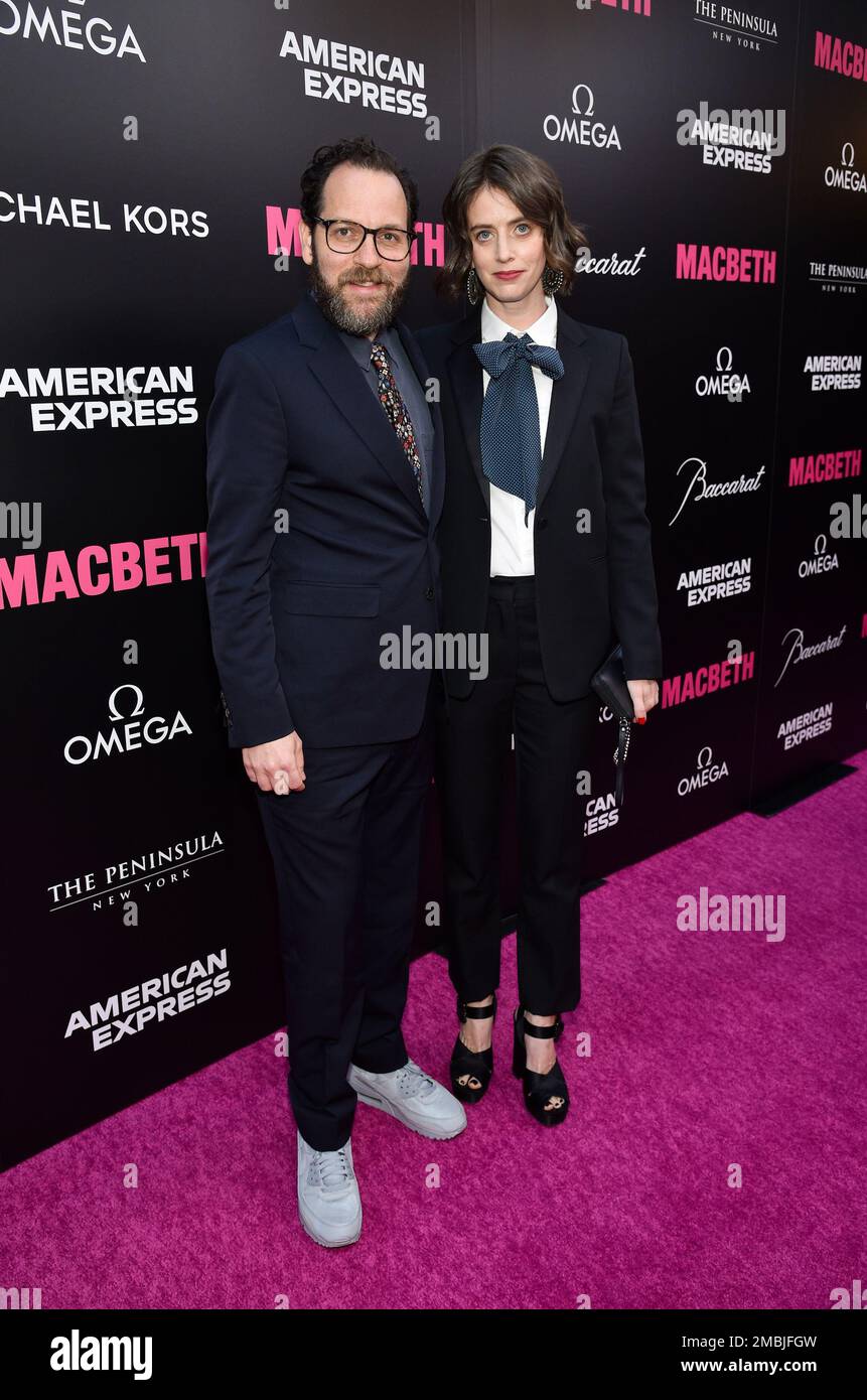 Director Sam Gold, left, and wife Amy Herzog attend the "Macbeth ...