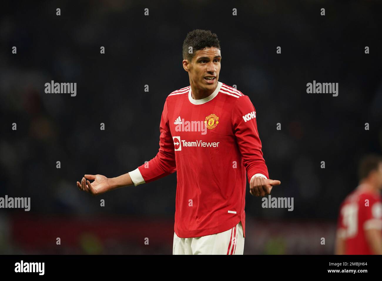 Manchester United's Raphael Varane gestures during the English Premier ...