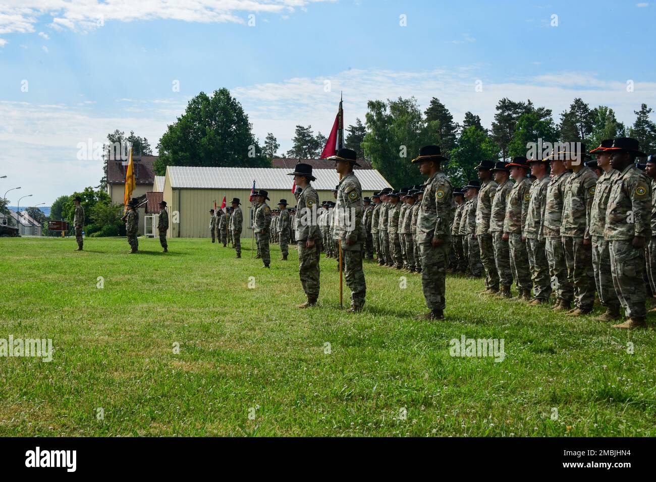 U.S. Soldiers assigned to 3rd Squadron, 2nd Cavalry Regiment stand in ...