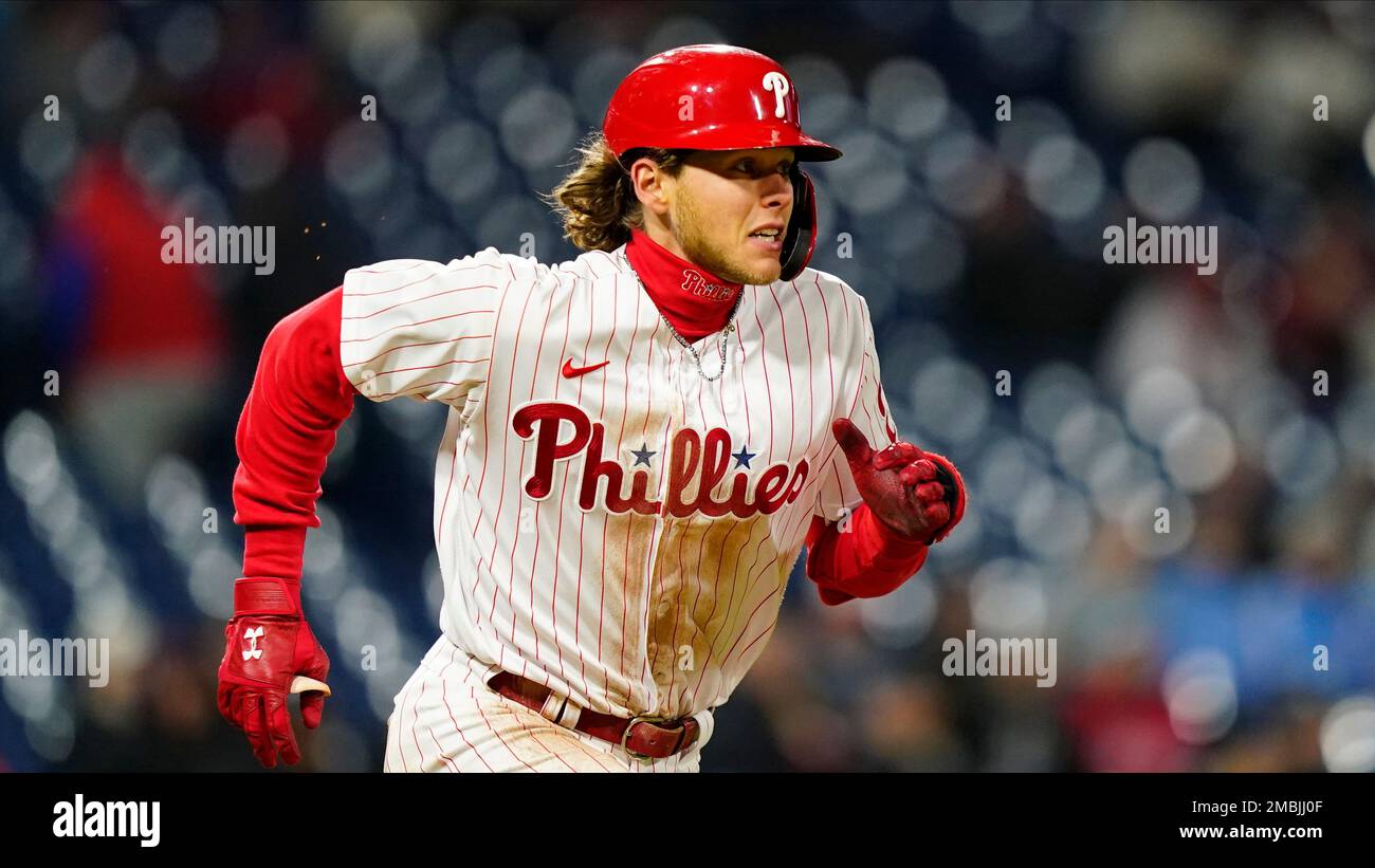Philadelphia Phillies' Alec Bohm plays during a baseball game ...