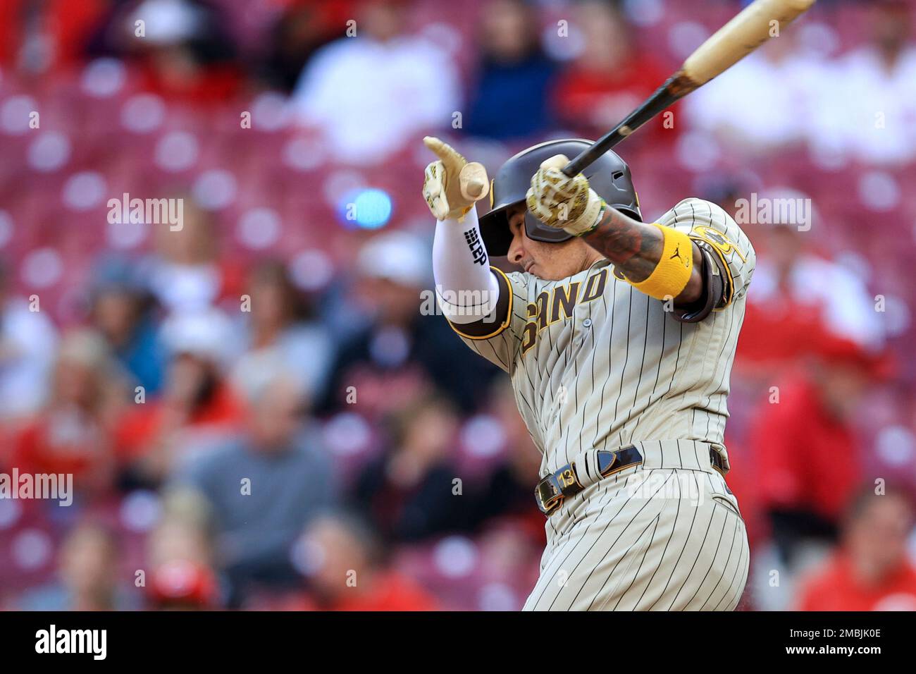 San Diego Padres' Manny Machado bats during a baseball game against the ...