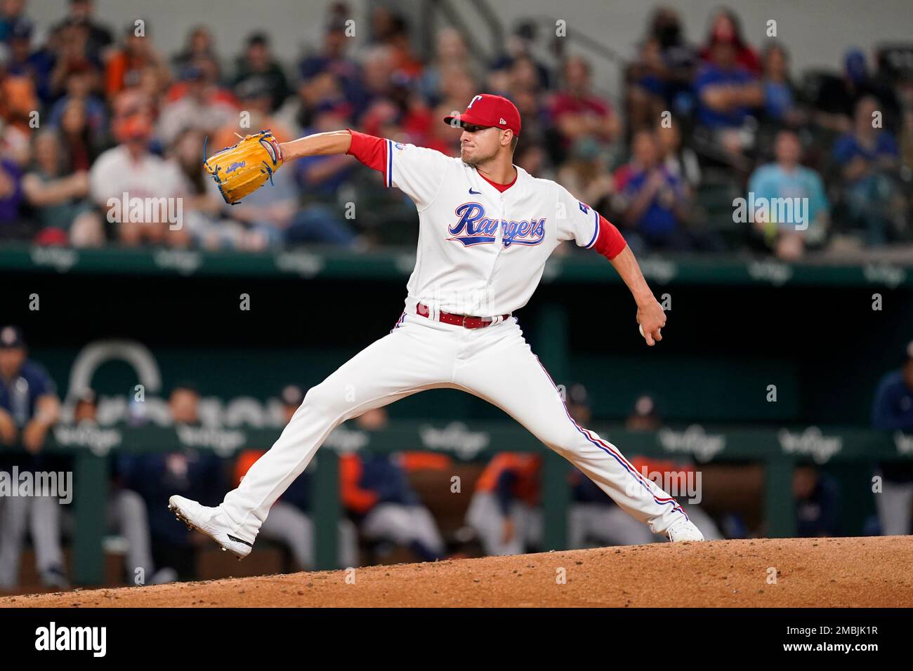 Texas Rangers relief pitcher Brett Martin throws to the Houston Astros ...