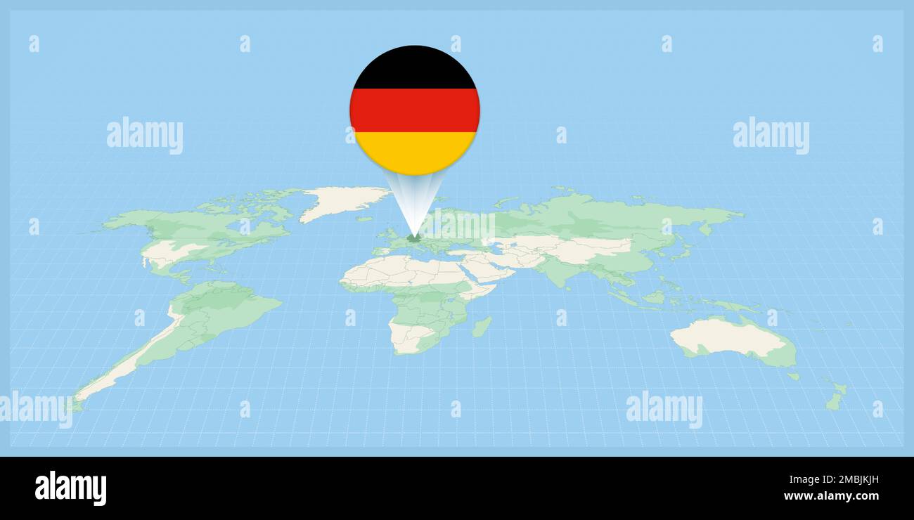 Location of Germany on the world map, marked with Germany flag pin ...