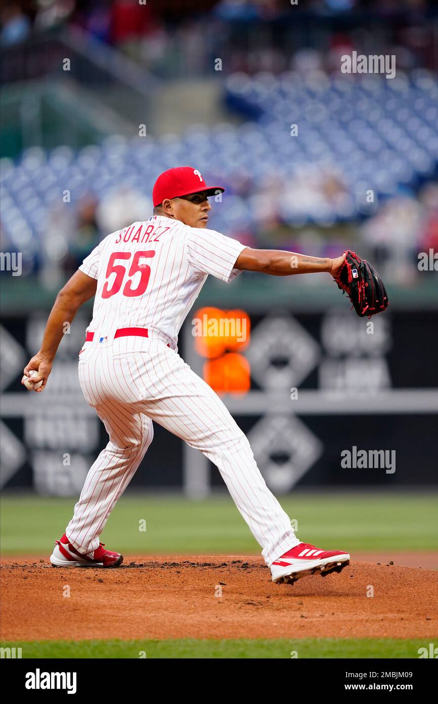 Philadelphia Phillies' Ranger Suarez plays during a baseball game ...