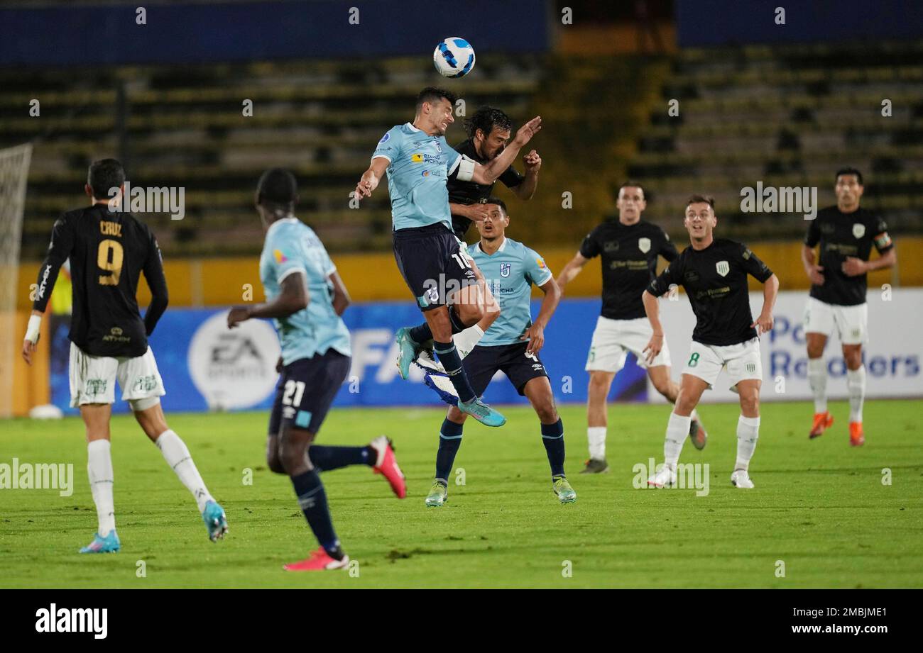 Facundo Martinez of Ecuador's Universidad Catolica, top left, and Dario ...