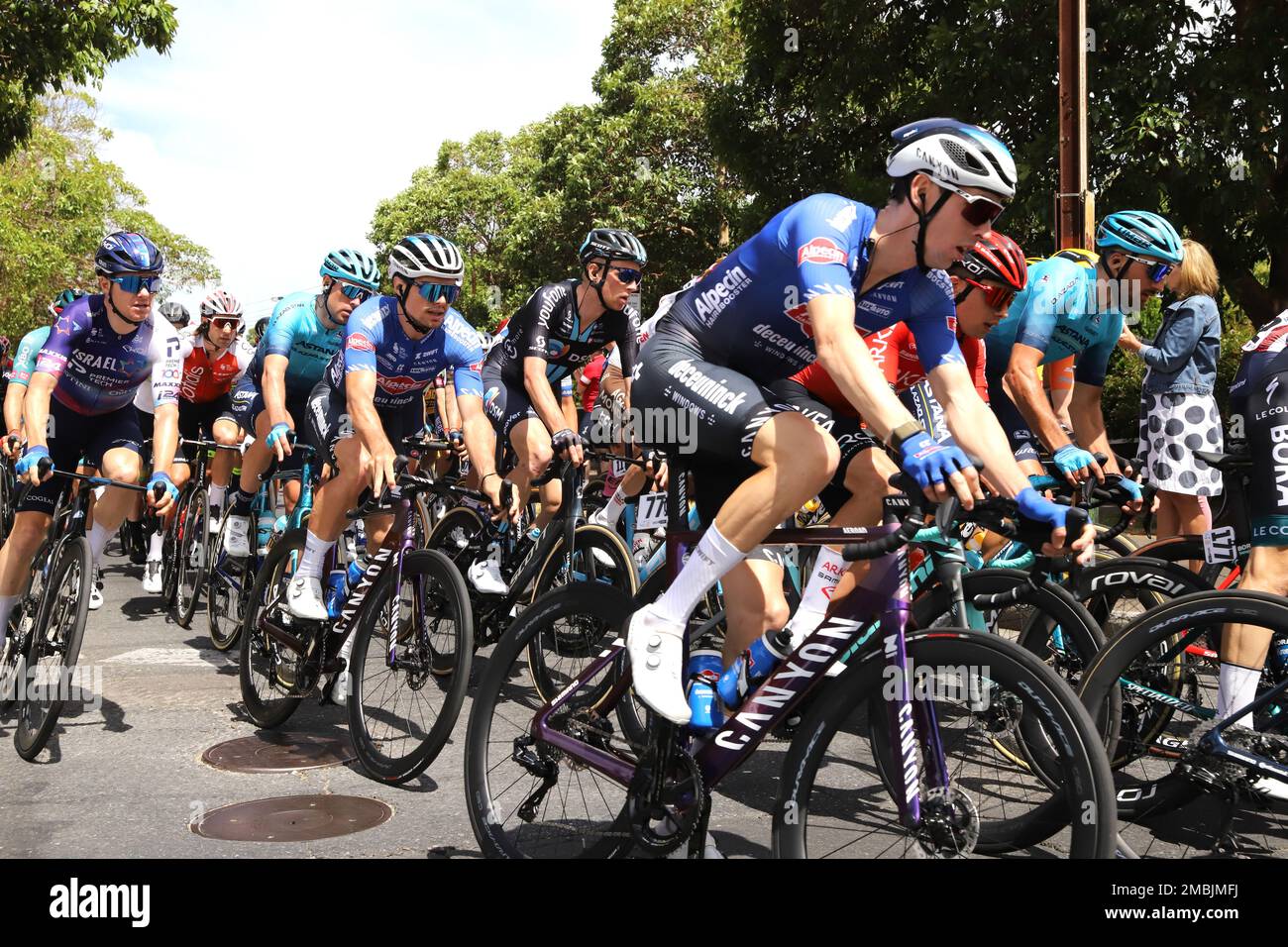 Riders competing in Stage 3 of the 2023 Tour Down Under in Adelaide ...