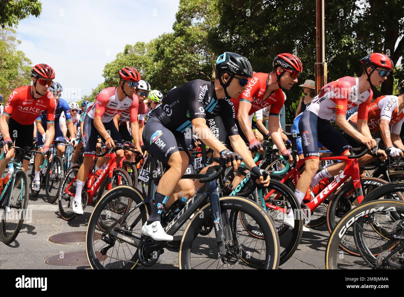 Riders competing in Stage 3 of the 2023 Tour Down Under in Adelaide ...