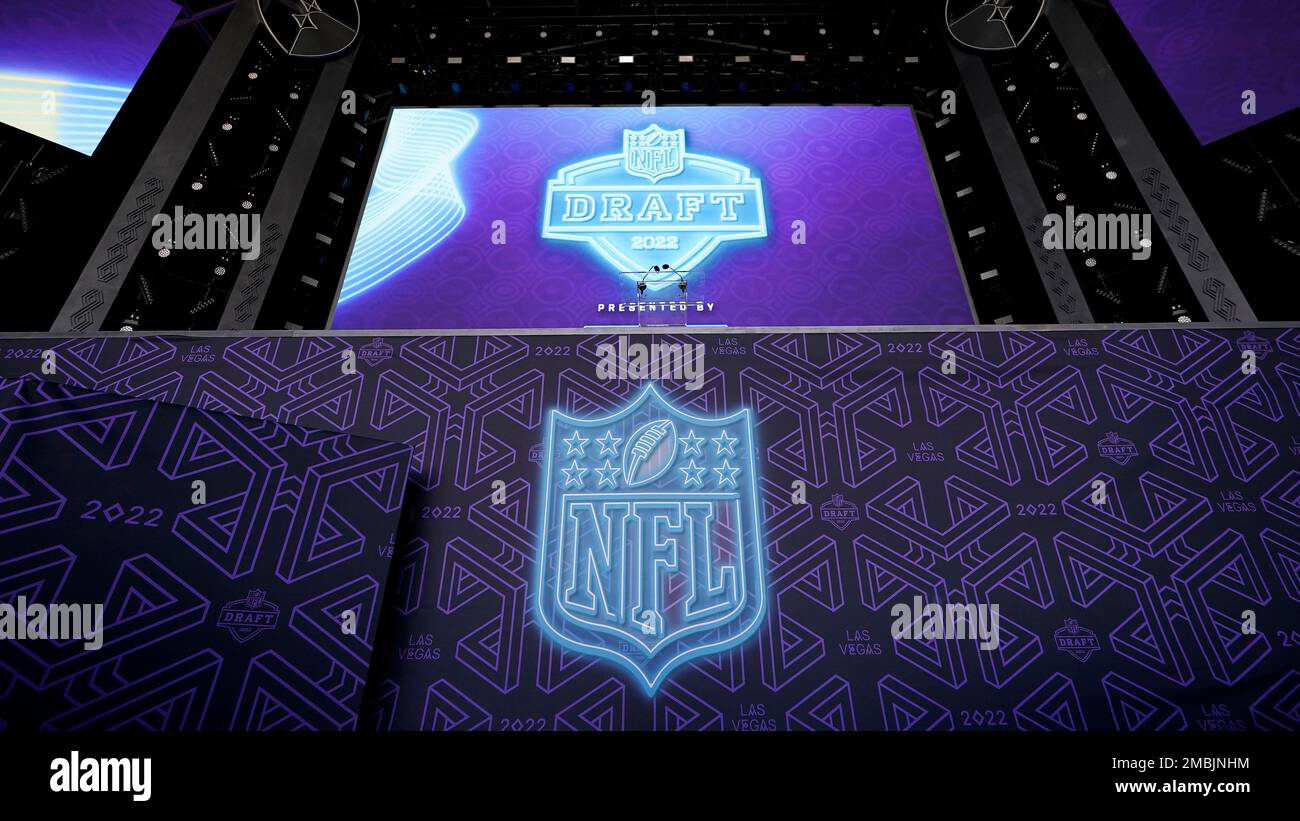 A general view of the stage at the NFL Draft Theater, Wednesday, April ...