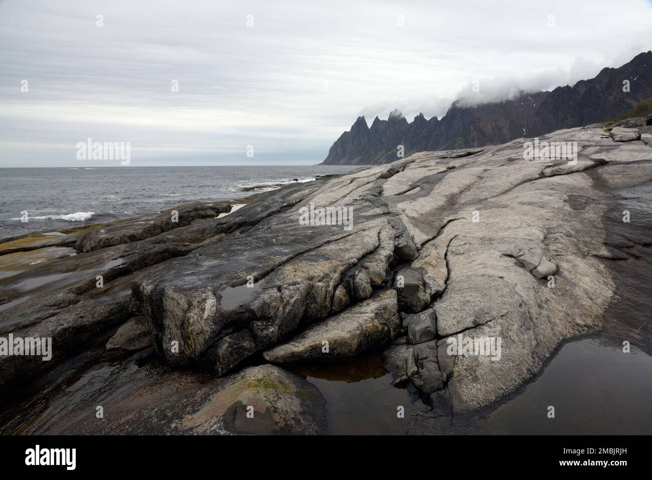 flat granite rock touching Stein- and Ersfjorden on Norway's second ...