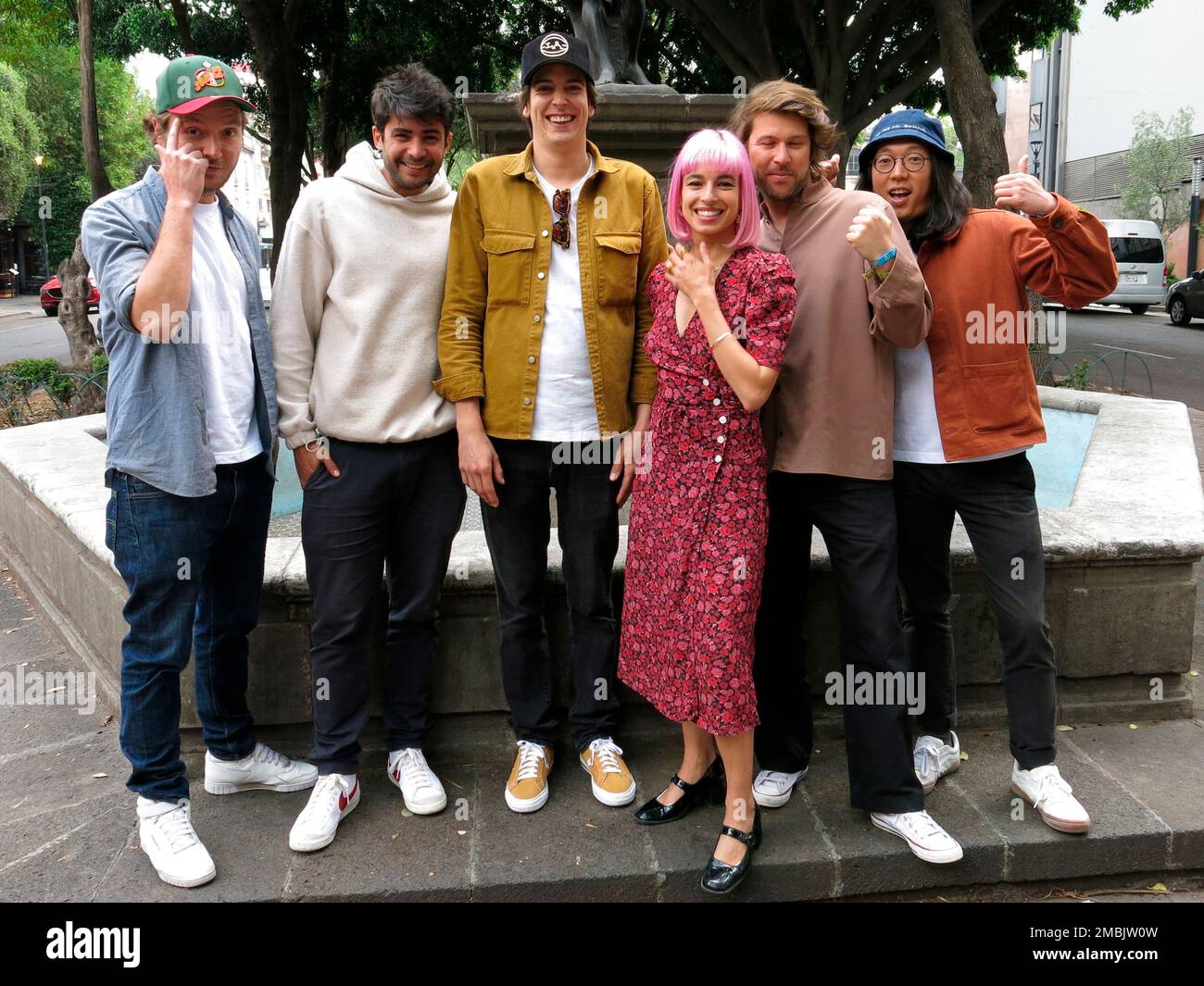 Members of the French band L'Impératrice: Achille Trocellier, from left ...