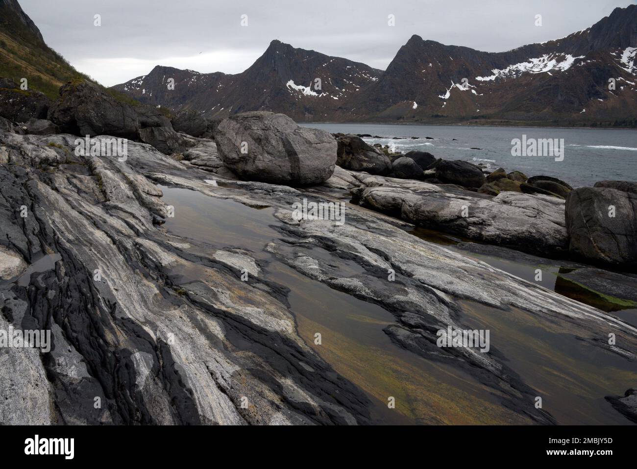 flat granite rock touching Stein- and Ersfjorden on Norway's second ...