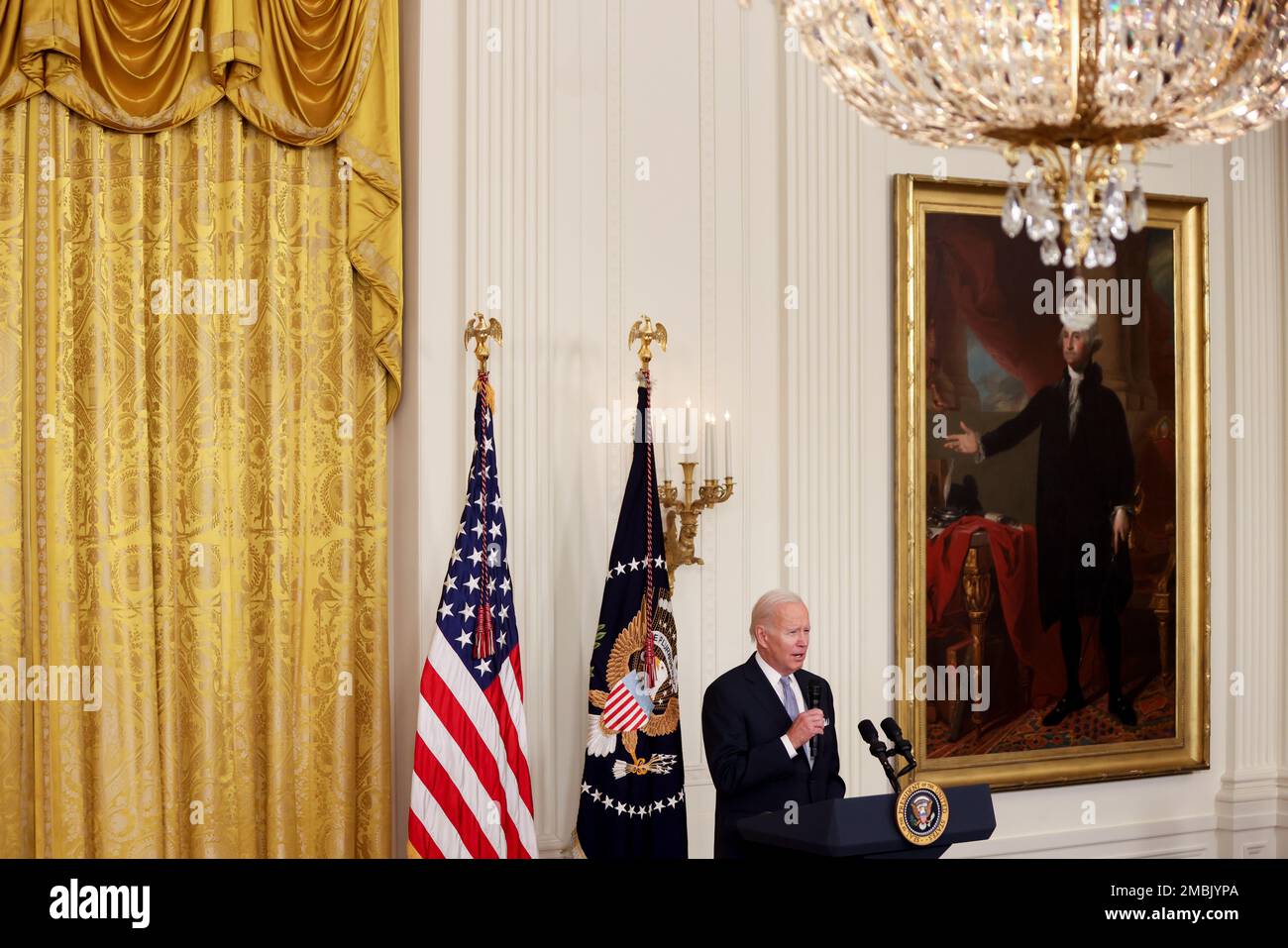 United States President Joe Biden delivers remarks at an event for ...