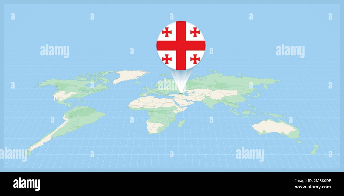 Location of Georgia on the world map, marked with Georgia flag pin ...