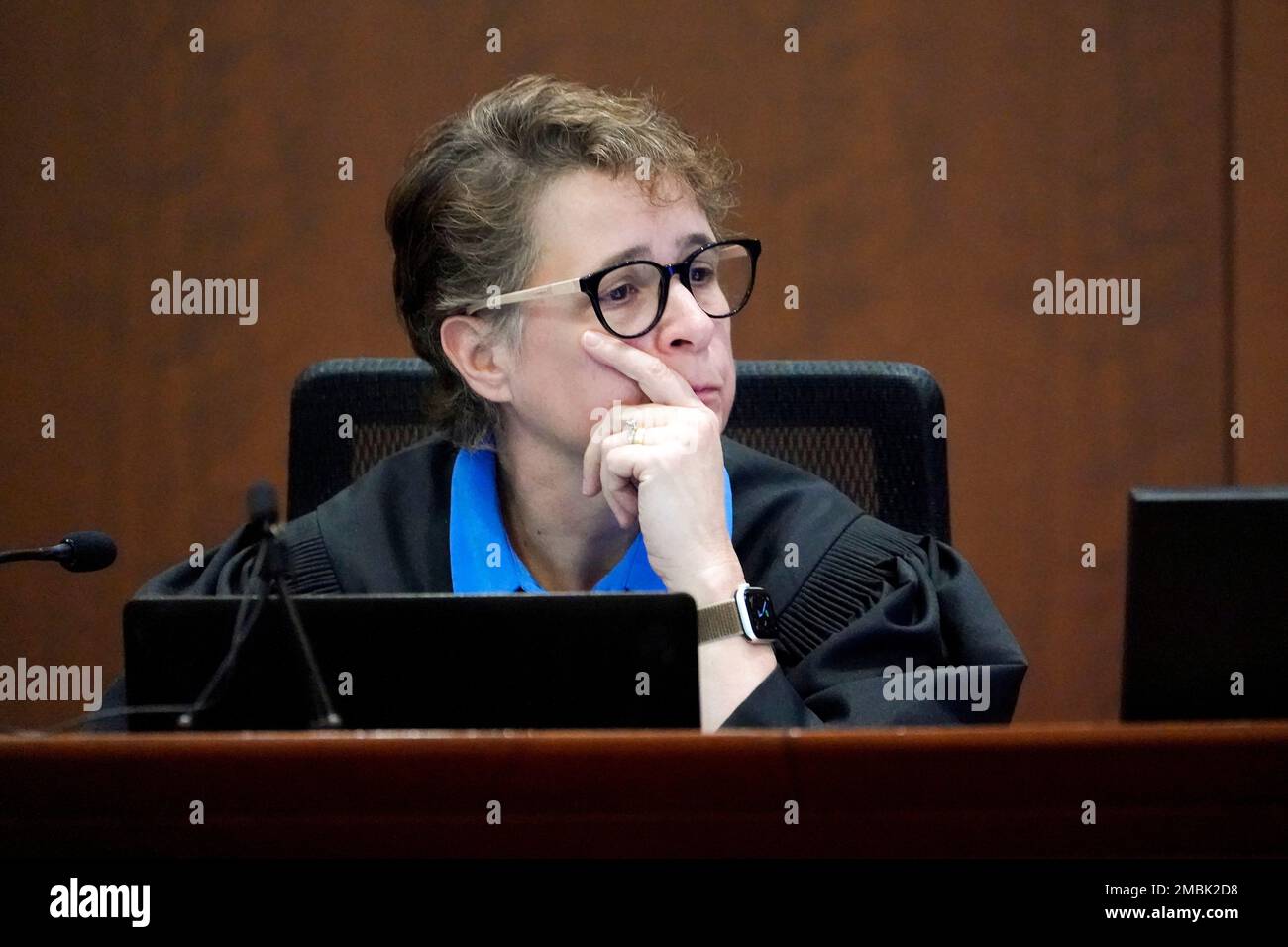 Judge Penny Azcarate listens in the courtroom at the Fairfax County ...