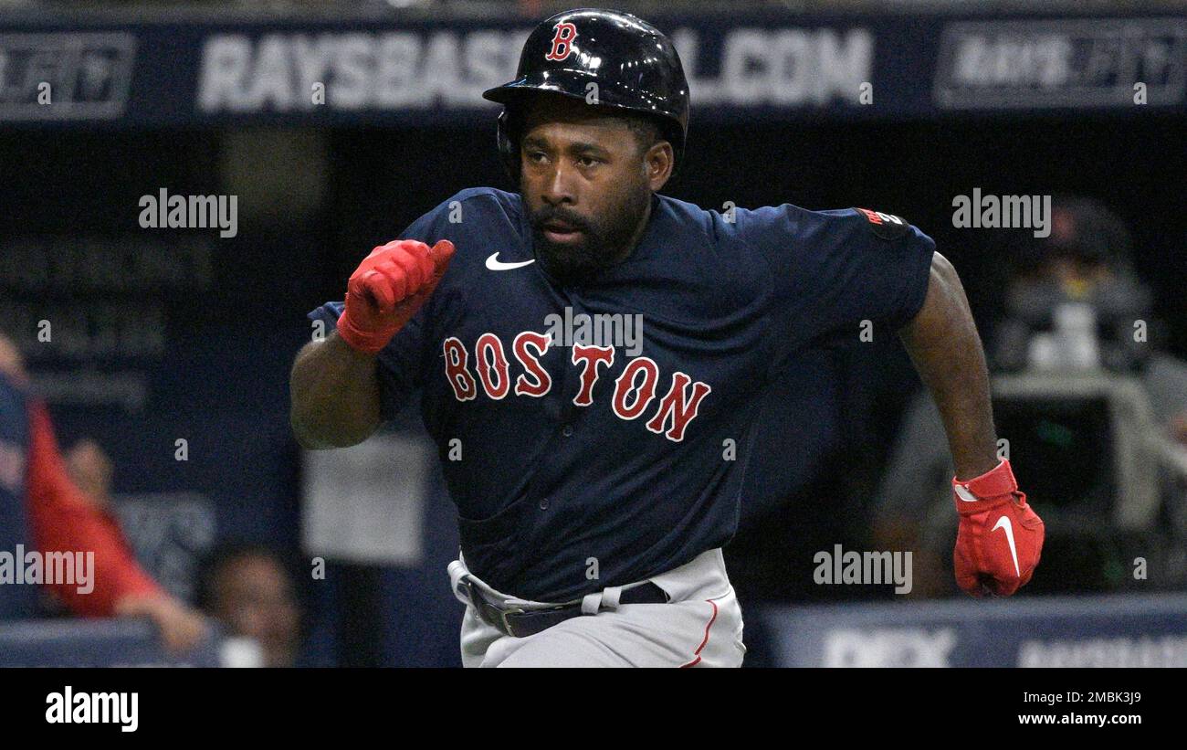 Boston Red Sox's Jackie Bradley Jr. scores during the tenth inning of a ...