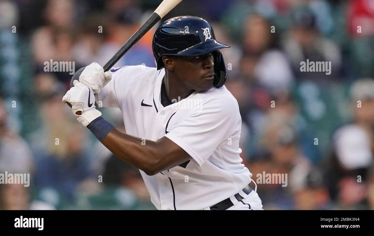 Detroit Tigers' Daz Cameron plays during the second baseball game of a ...