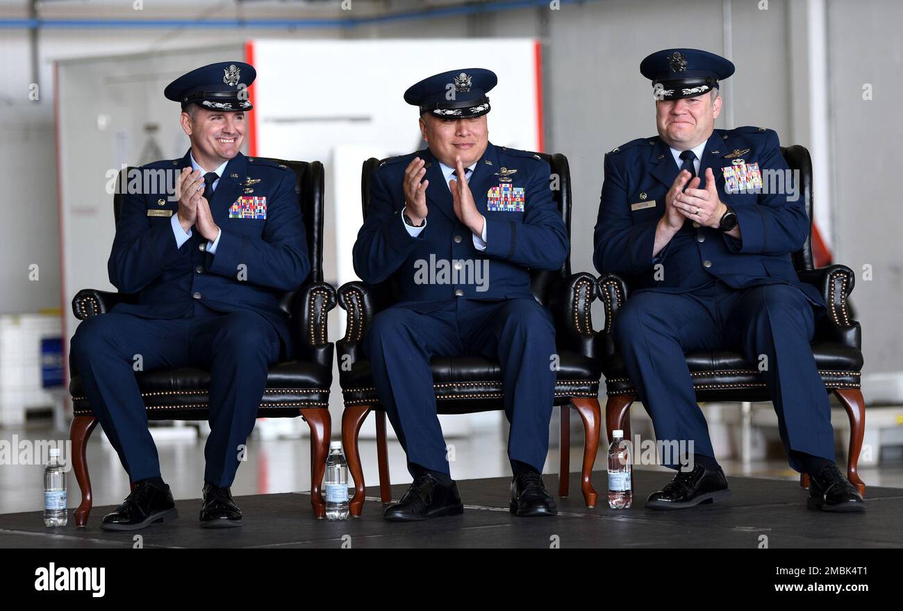 U.S. Air Force Col. Gene Jacobus, left, 100th Air Refueling Wing ...