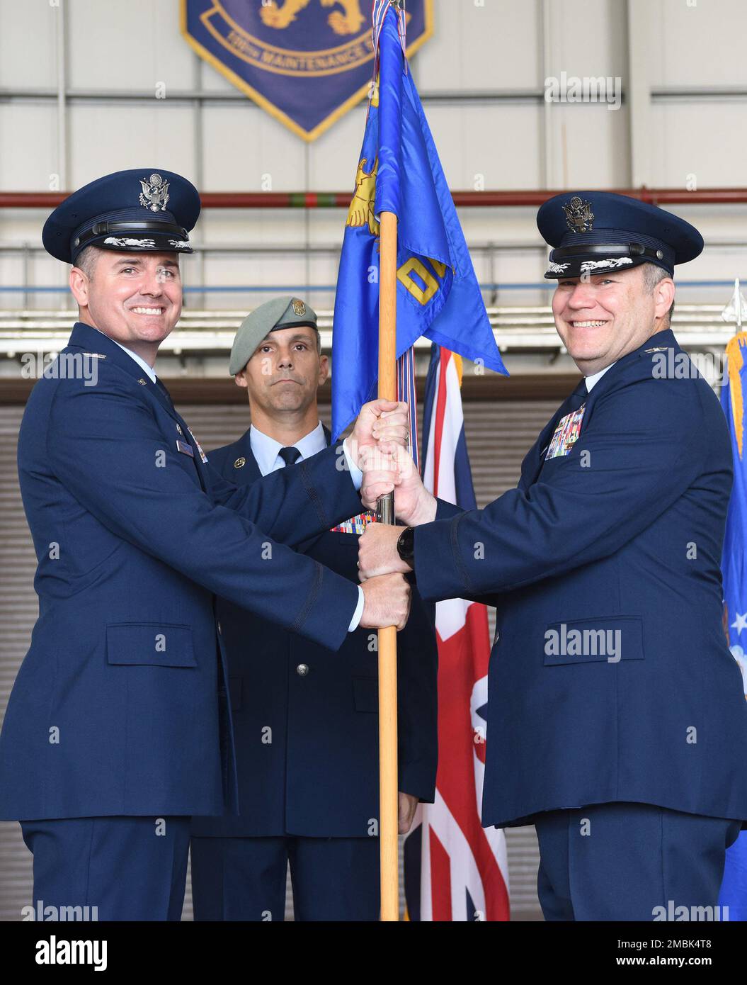 U.S. Air Force Col. Gene Jacobus, left, 100th Air Refueling Wing ...